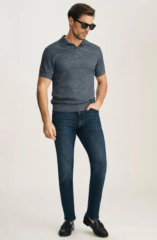 34 Heritage Mélange Johnny Collar Short Sleeve Cotton Sweater