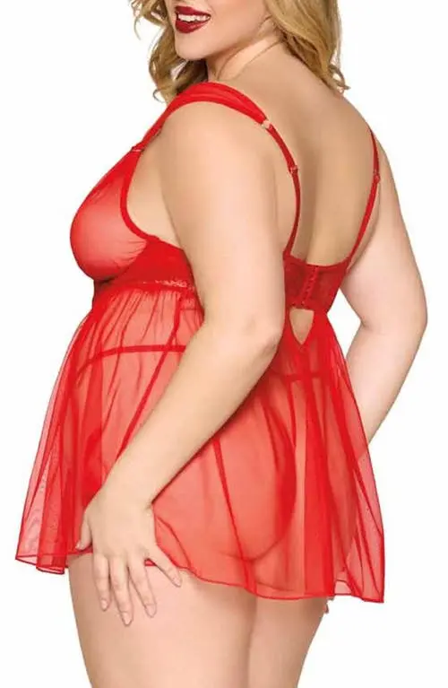 DREAMGIRL Underwire Babydoll Chemise & G-string Set