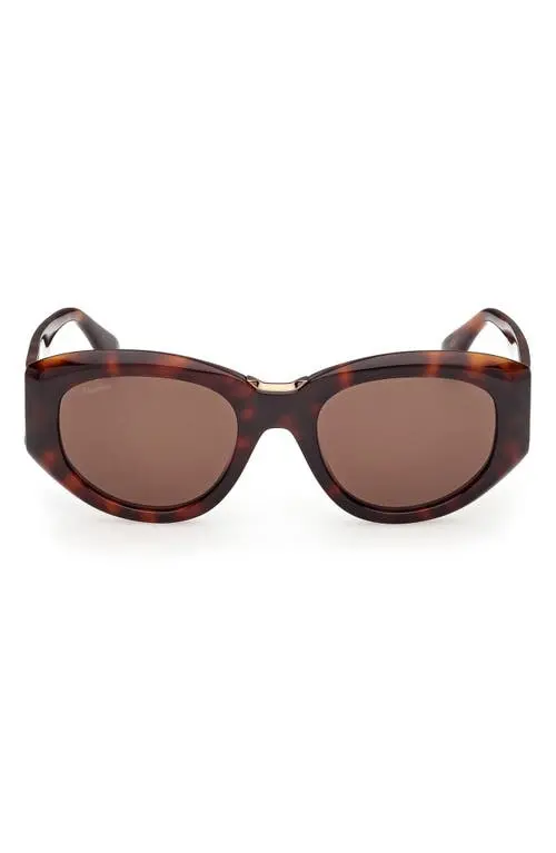 Max Mara 52mm Round Sunglasses - Blonde Havana/bronze/brown