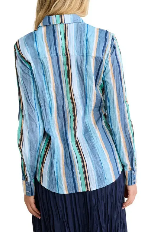 NZ BY NIC AND ZOE Stripe Cotton Button-up Shirt - Blue Multi