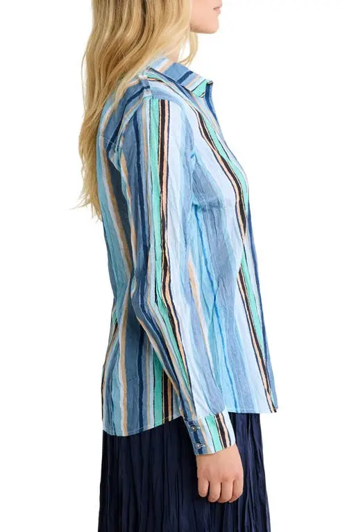 NZ BY NIC AND ZOE Stripe Cotton Button-up Shirt - Blue Multi