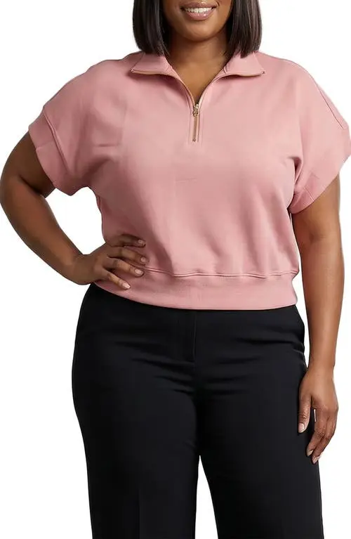 STANDARDS & PRACTICES Short Sleeve Half-zip Top - Pink