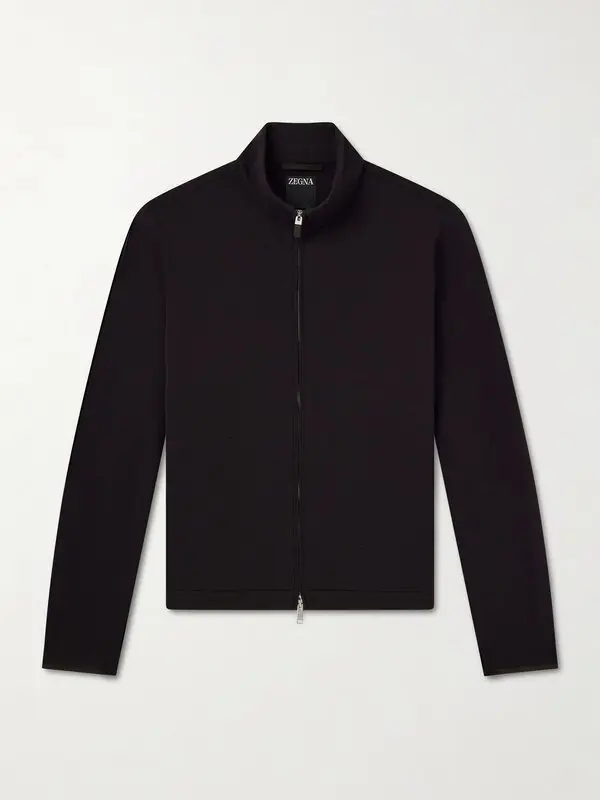 Zegna Honeycomb-knit Cotton, Wool And Silk-blend Zip-up Sweater