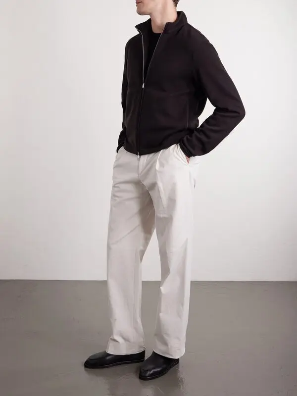 Zegna Honeycomb-knit Cotton, Wool And Silk-blend Zip-up Sweater