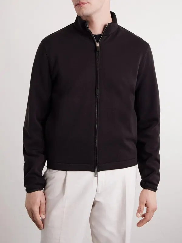 Zegna Honeycomb-knit Cotton, Wool And Silk-blend Zip-up Sweater