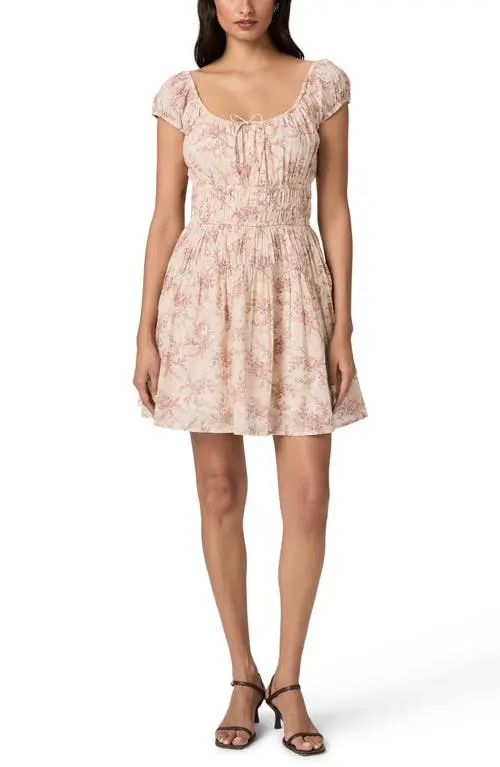 Paige Rosewood Shirred Bodice Cotton Mini Sundress - Bone/sunset