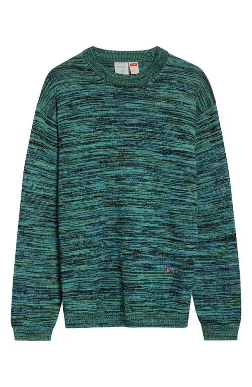 WASTE YARN PROJECT Space Dye One Of A Kind Crewneck Sweater - Blue Green Dark
