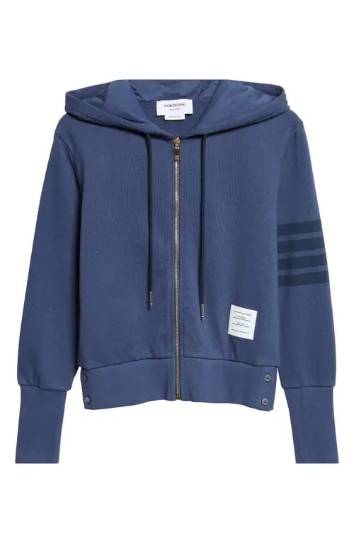 Thom Browne 4-bar French Terry Full Zip Hoodie - Navy