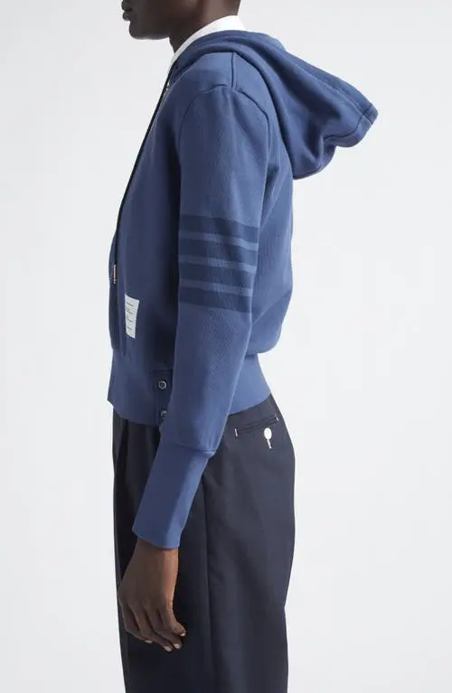 Thom Browne 4-bar French Terry Full Zip Hoodie - Navy