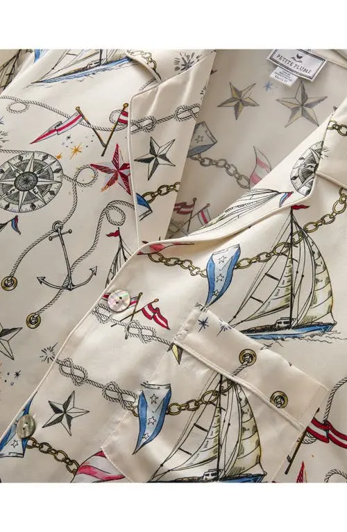 PETITE PLUME Regatta Print Mulberry Silk Pajamas