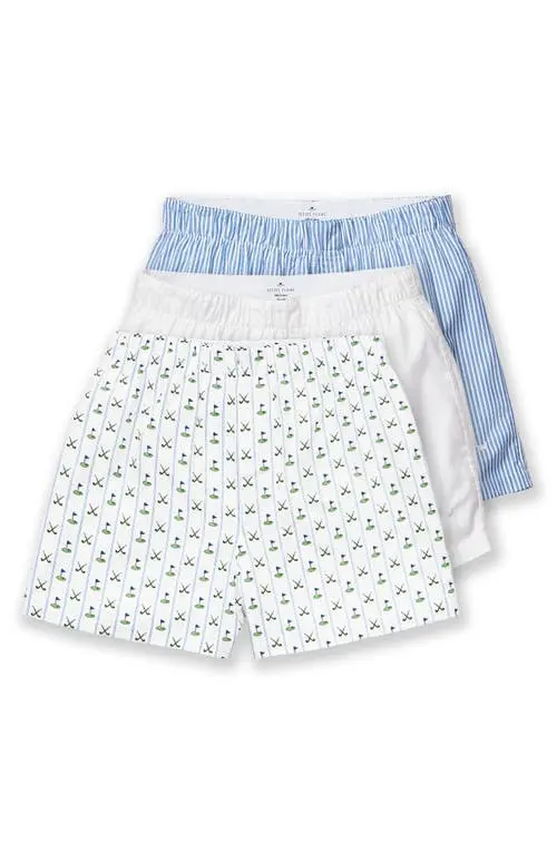 PETITE PLUME Assorted 3-pack Cotton Twill Boxers - Blue