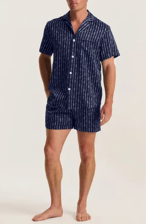 PETITE PLUME Mulberry Silk Short Pajamas - Navy