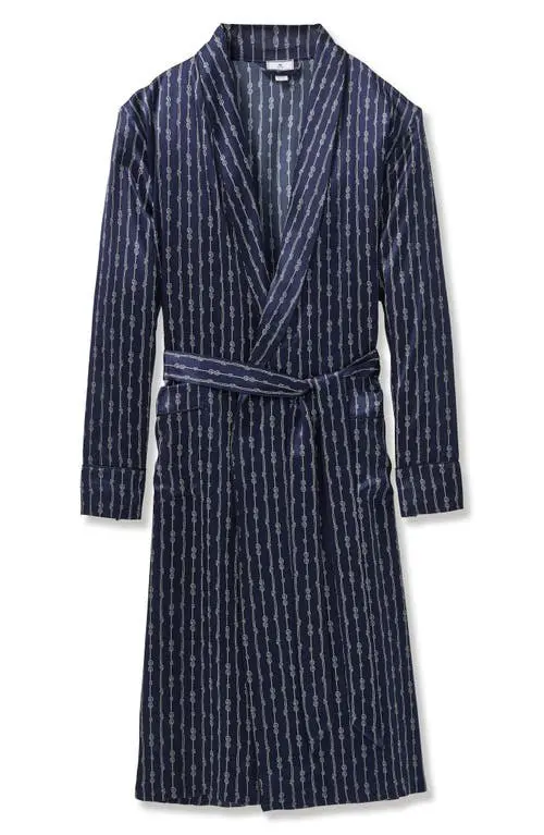 PETITE PLUME Nautical Stripe Mulberry Silk Robe