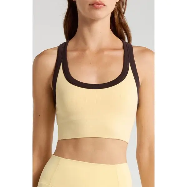 Free People Go To Colorblock Sports Bra - Sunlit Yellow Combo