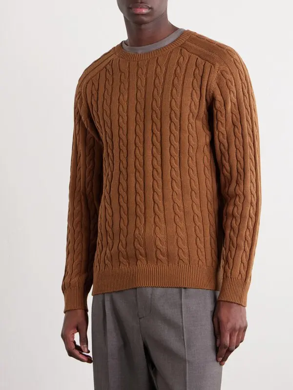 BEAMS Cable-knit Cotton Sweater - Brown