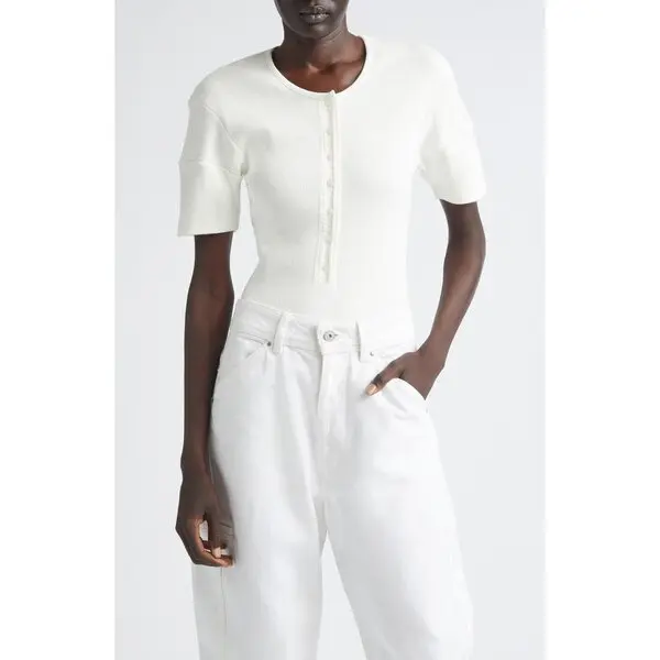 LEMAIRE Fitted Rib Henley - Milk
