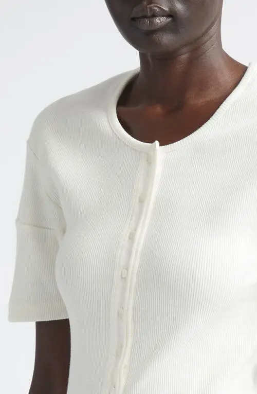 LEMAIRE Fitted Rib Henley - Milk