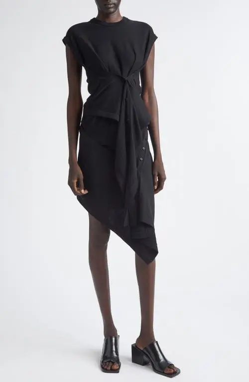 LEMAIRE Button Drape Merino Wool Blend Top - Black