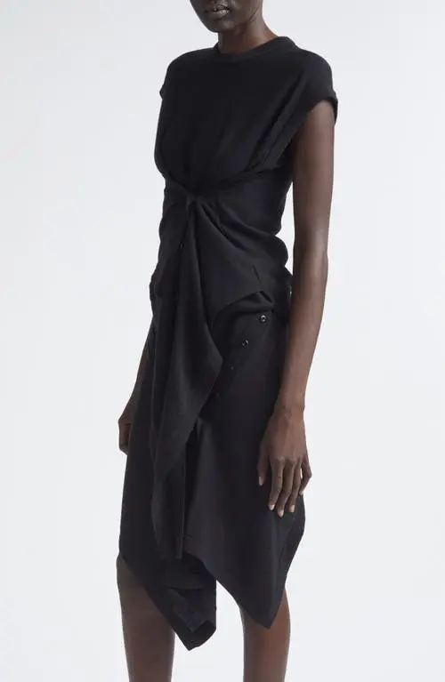 LEMAIRE Button Drape Merino Wool Blend Top - Black