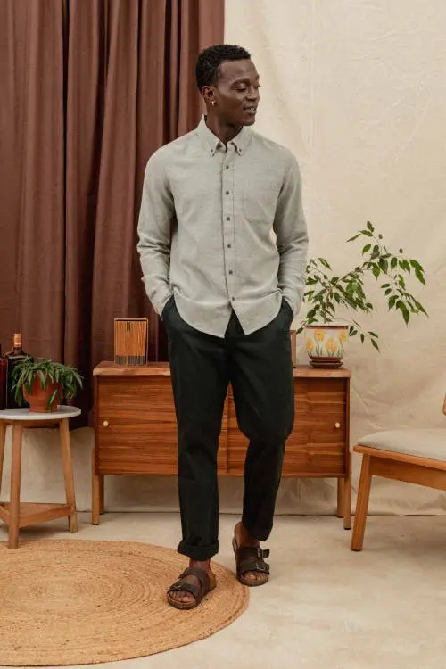 Bridge & Burn Sutton Slim Shirt - Olive Twill