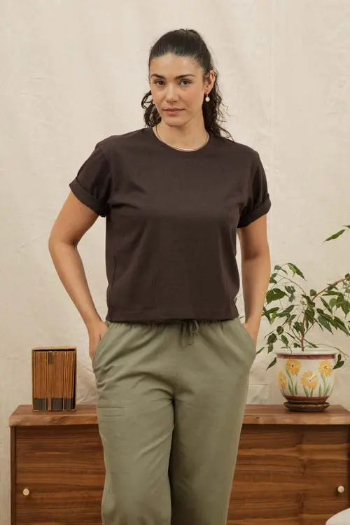 Bridge & Burn Recycled Boxy Tee - Truffle