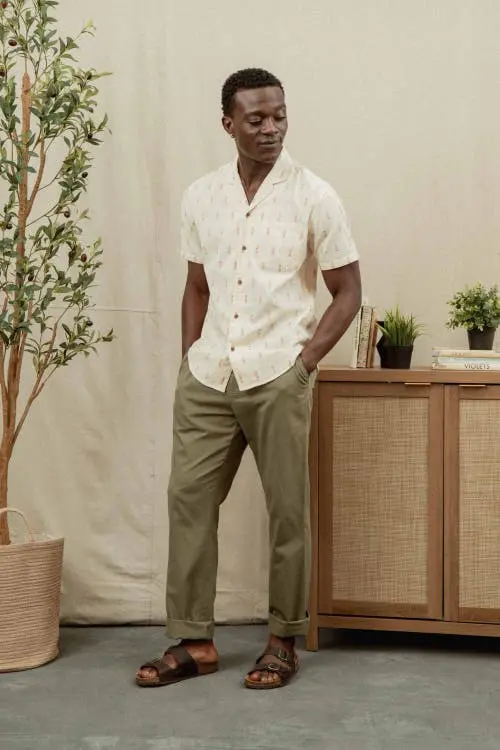 Bridge & Burn Collins Slim Shirt - Dune Chevron