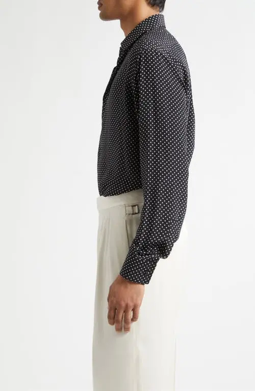 TOM FORD Crêpe De Chine Polka Dot Classic Fit Shirt - Black/white