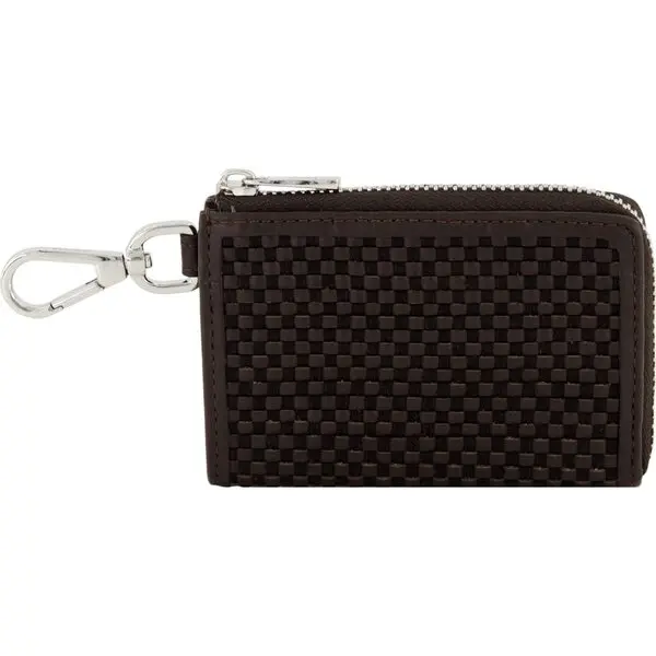 Vince Woven Zip Card Case - Cacao/black