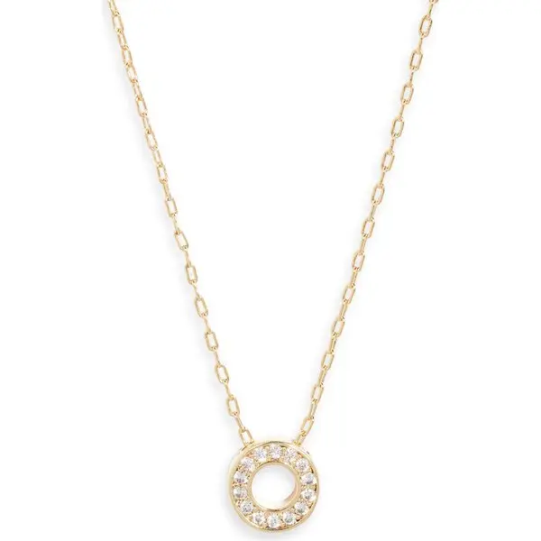 Nordstrom Pavé Cubic Zirconia Initial Pendant Necklace - O- Clear- Gold