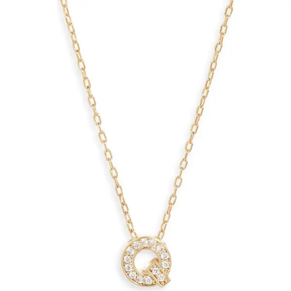 Nordstrom Pavé Cubic Zirconia Initial Pendant Necklace - Q- Clear- Gold
