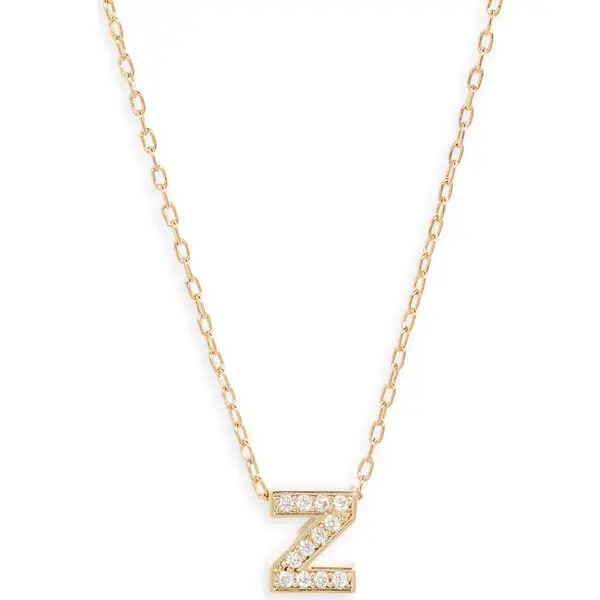 Nordstrom Pavé Cubic Zirconia Initial Pendant Necklace - Z- Clear- Gold
