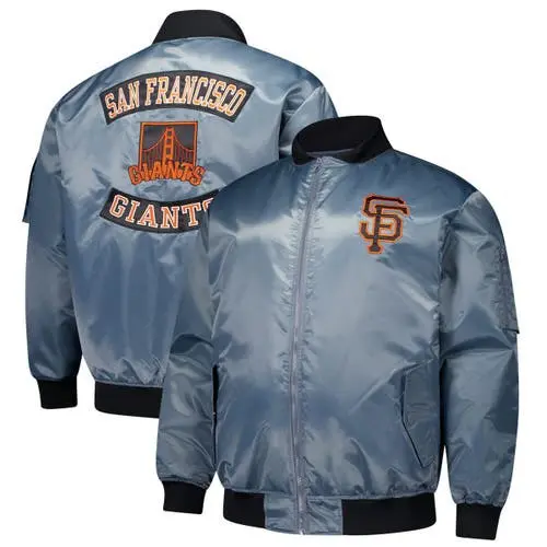 Profile San Francisco Giants Big & Tall Full-zip Bomber Jacket - Charcoal