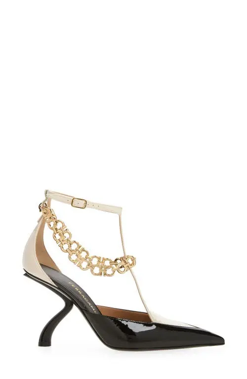 FERRAGAMO Rupy Gancini Chain T-strap Pumps