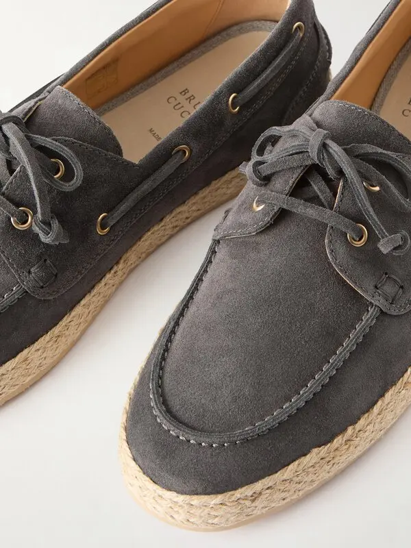 Brunello Cucinelli Suede Boat Shoes - Gray