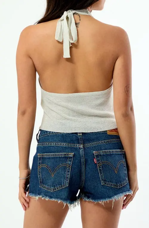 PACSUN Athena Cowl Halter Neck Metallic Knit Top - Ivory