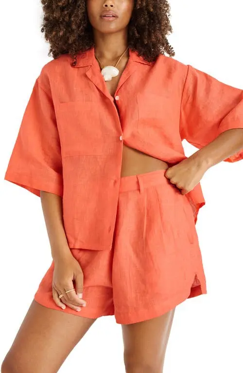 Vitamin A® Rowan Resort Linen Shirt - Coral