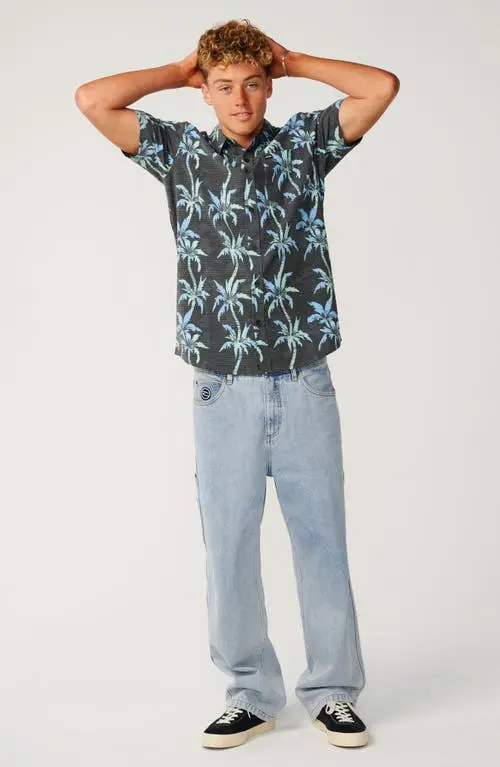 Rip Curl Sessions Aerotech Short Sleeve Performance Button-up Shirt - Black/blue