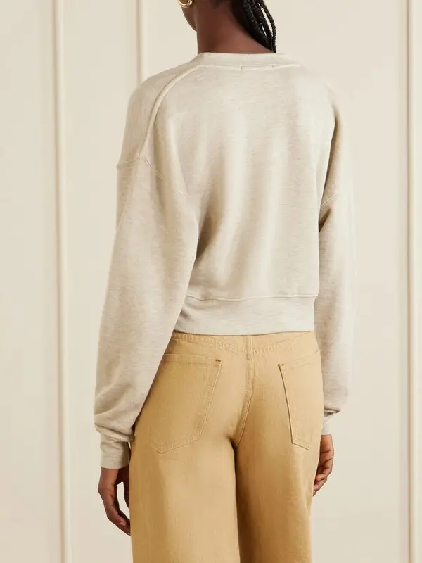 Eterne Cropped Cotton-blend Jersey Sweatshirt - Neutrals