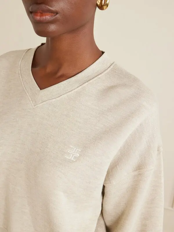 Eterne Cropped Cotton-blend Jersey Sweatshirt - Neutrals