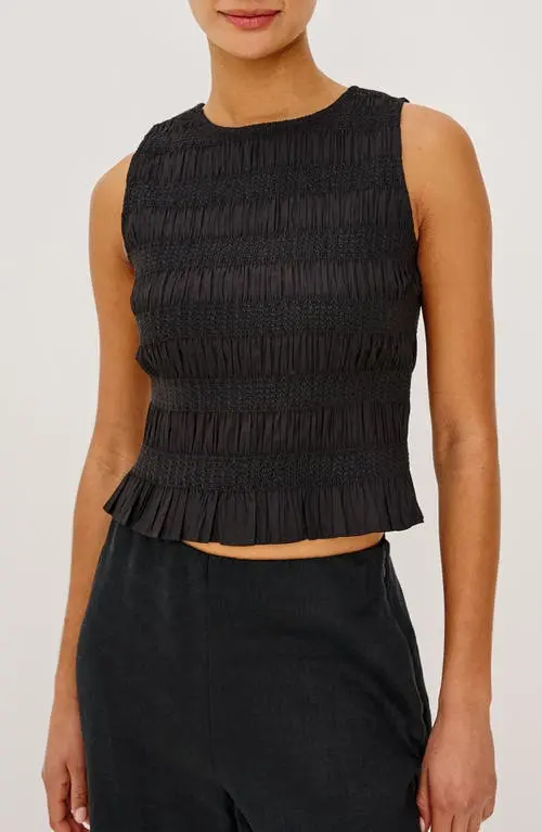 Rails Kane Ruched & Embroidered Shell - Black