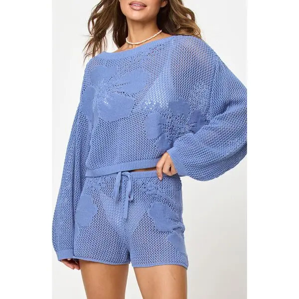 L*Space Island Time Open Stitch Cover-up Sweater - Chambray