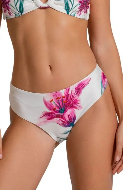 Cosita Linda Beaded Floral Hipster Bikini Bottoms - Multi