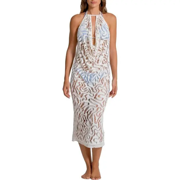 Cosita Linda Halter Open Stitch Mini Dress - Vanilla Custard