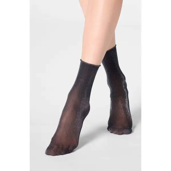 Oroblu Assorted Metallic Crew Socks 2-pack - Black