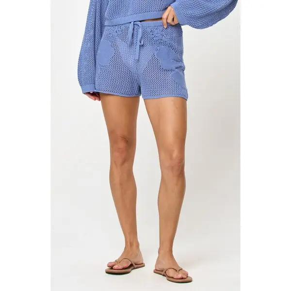 L*Space Island Time Open Knit Cover-up Shorts - Chambray