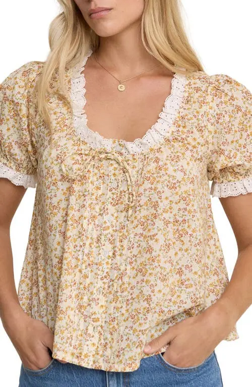 NOBODY'S CHILD Lumi Floral Eyelet Trim Button-up Top