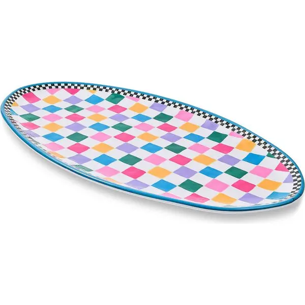 MACKENZIE-CHILDS Jamboree Oval Melamine Platter - Blue Multi