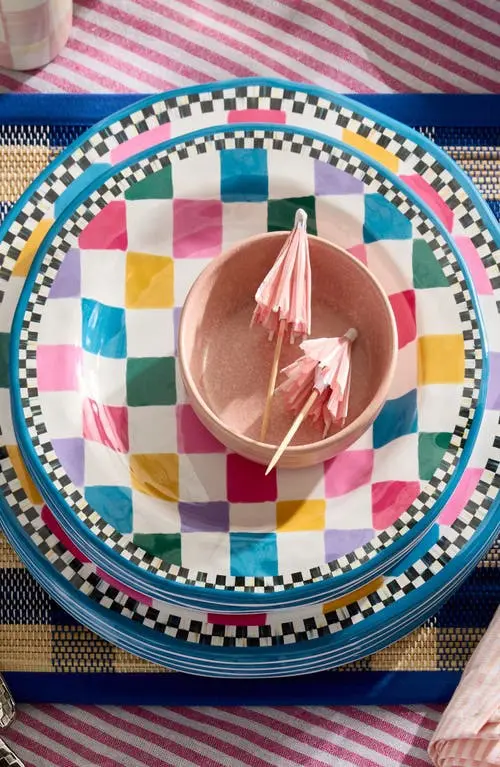 MACKENZIE-CHILDS Set Of 4 Jamboree Melamine Salad Plates - Blue Multi