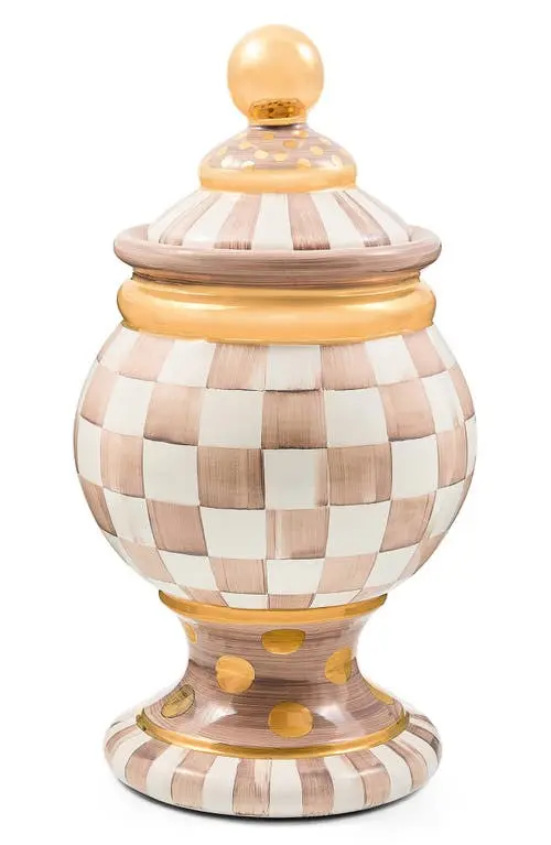 MACKENZIE-CHILDS Check Ceramic Globe Canister - Mocha