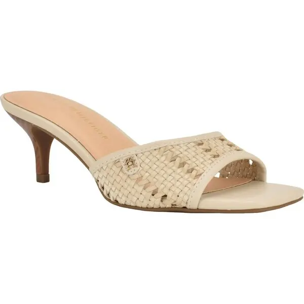 Tommy Hilfiger Kitten Heel Slide Sandal - Ivory